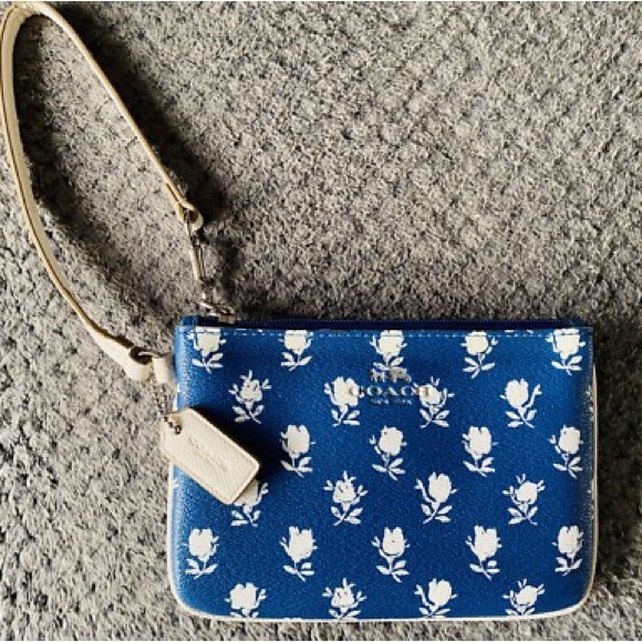 Coach | Bags | Coach Blue Floral Wristlet | Poshmark